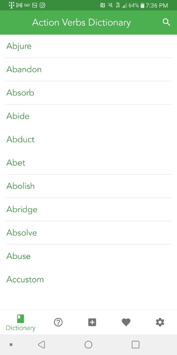Action Verbs Dictionary App | Directing Actors: Goodman Directing and ...